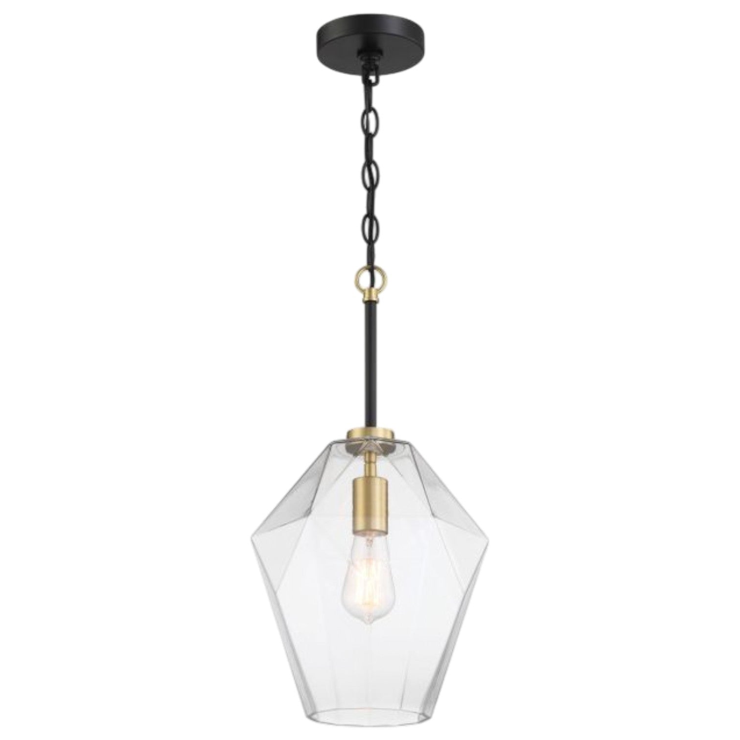 Avante Grand 1 Light Pendant in Flat Black/Satin Brass – LuxuryLighting.com